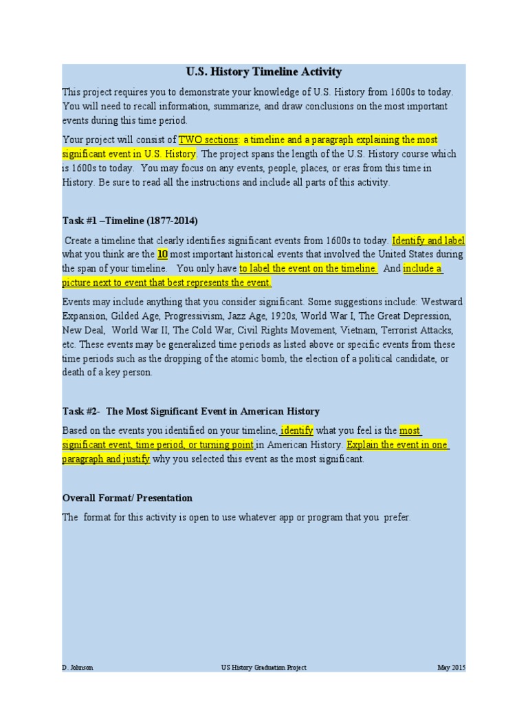 Timeline Activity | PDF | The United States | Cognition