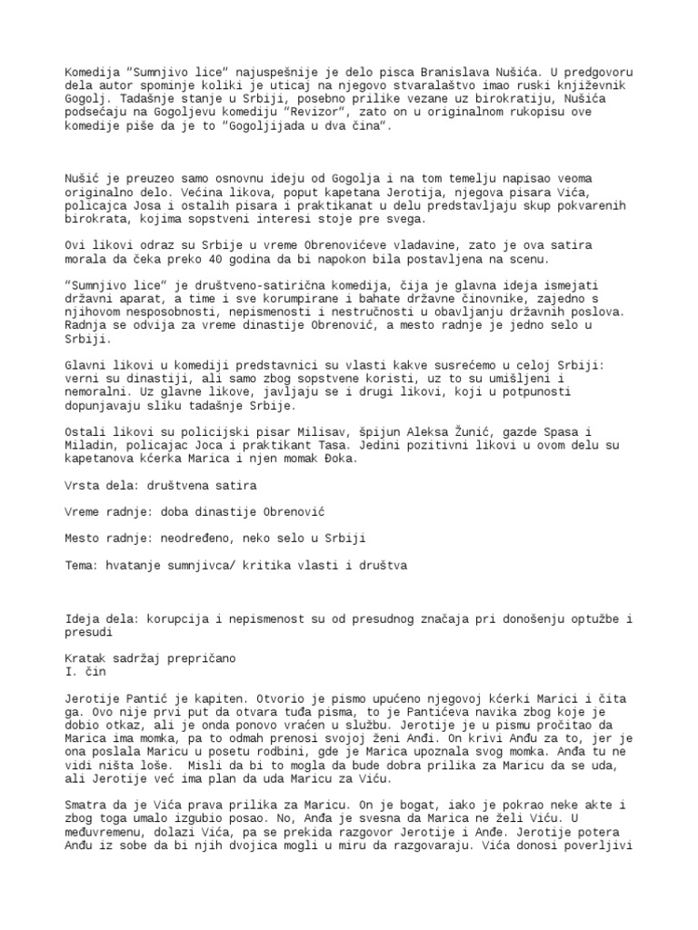 Sumnjivo Lice Prepricano | PDF