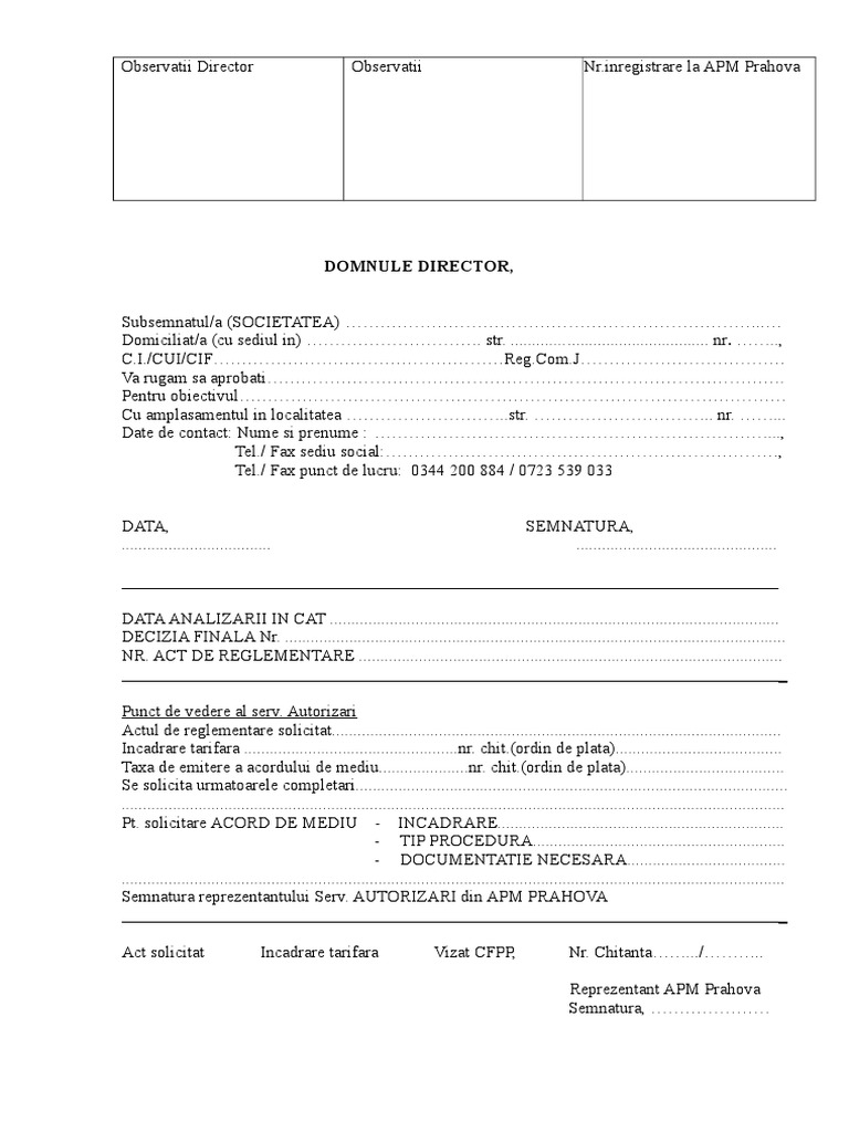 Cerere acord mediu hunedoara