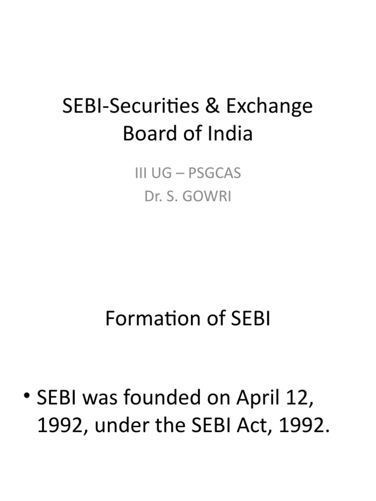 SEBI PPT III BA | Download Free PDF | Stocks | Investor