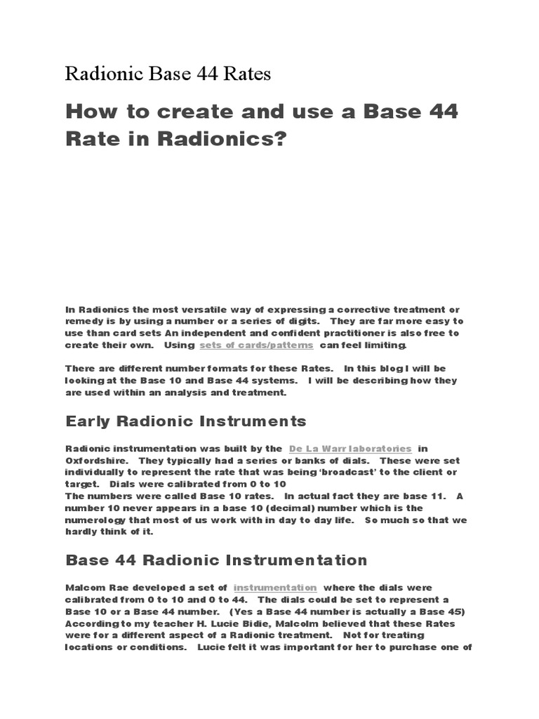 Radionic Base | PDF | Mind | Dowsing