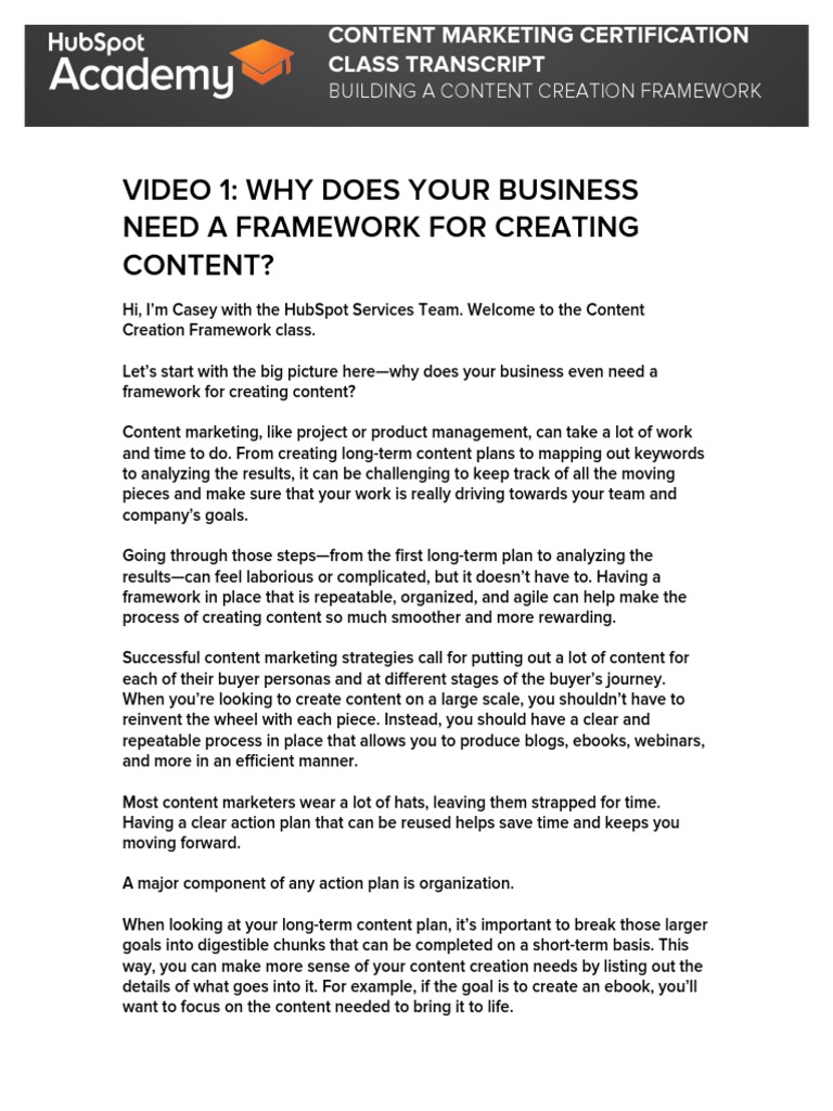 Class 05 CMC Building A Content Creation Framework PDF | PDF | Analytics | Marketing