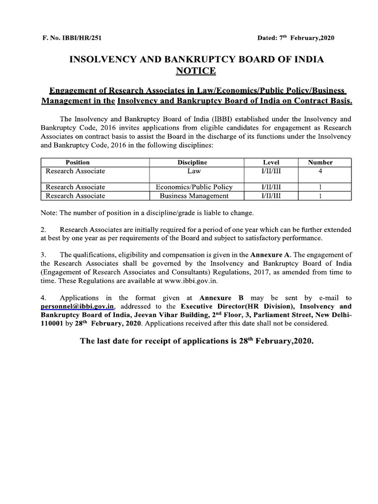 Insolvency and Bankruptcy Board of India (IBBI) | PDF