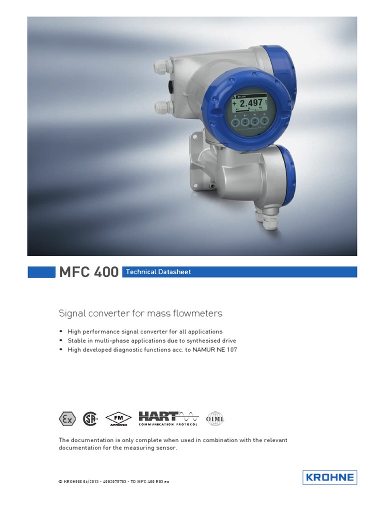 Krohne mfc400 Datasheet | PDF | Flow Measurement | Sensor