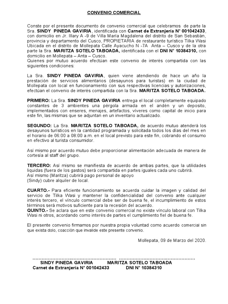 Convenio Comercial | PDF | Economias | Business