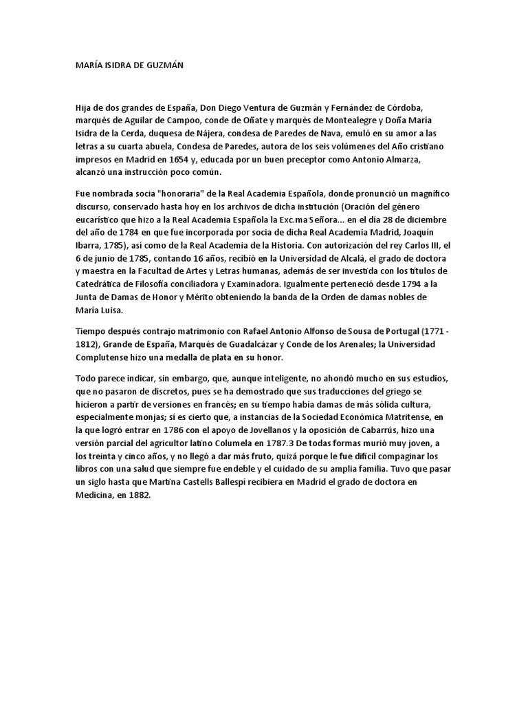 María Isidra de Guzmán | PDF