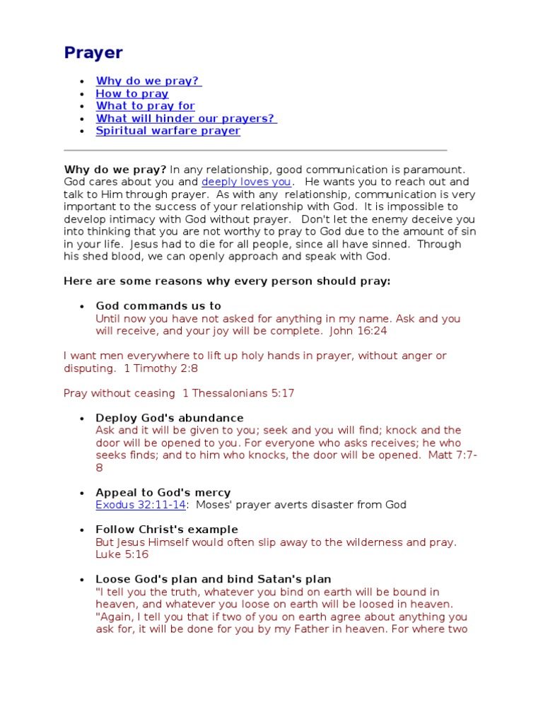 Prayer: Why Do We Pray? How To Pray What To Pray For What Will Hinder ...