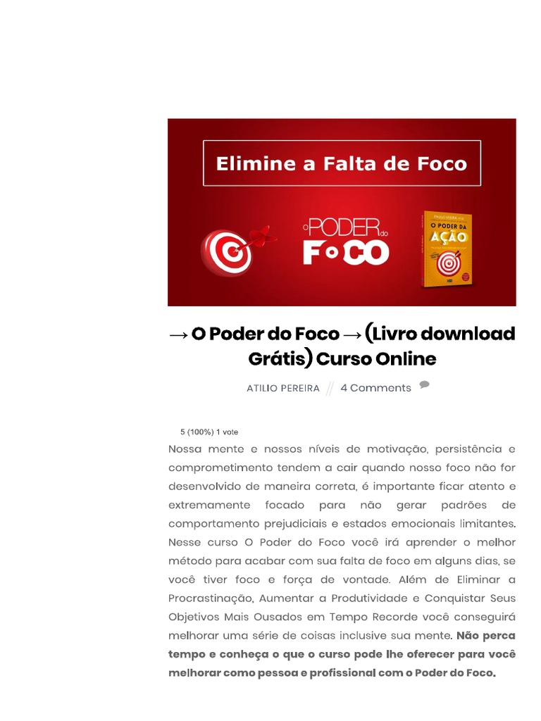 O Poder Do Foco (Livro Download Grátis) Curso Paulo Vieira PDF | PDF