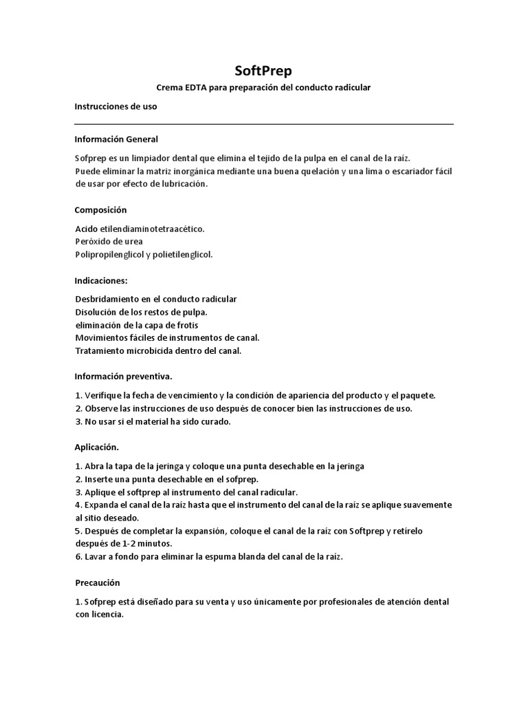 (Req-62) Softprep Instructivo de Uso TRAD | PDF | Ácido etilendiaminotetraacético | Salud y ...