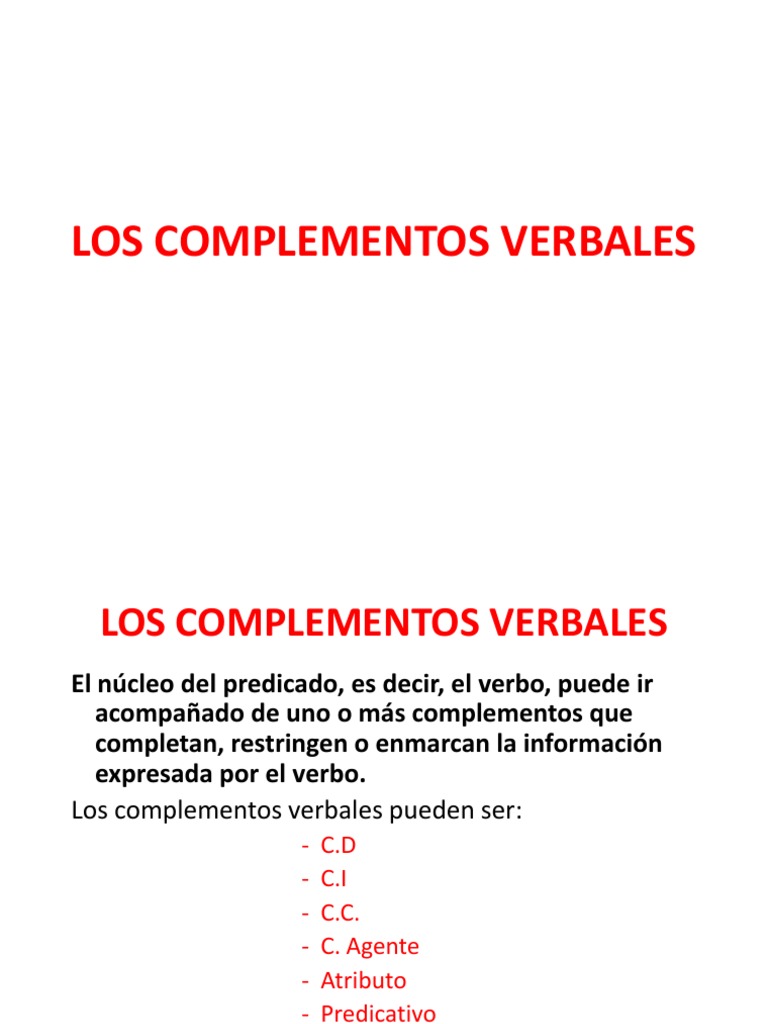 Los Complementos Verbales PDF | PDF | Predicado (Gramática) | Verbo