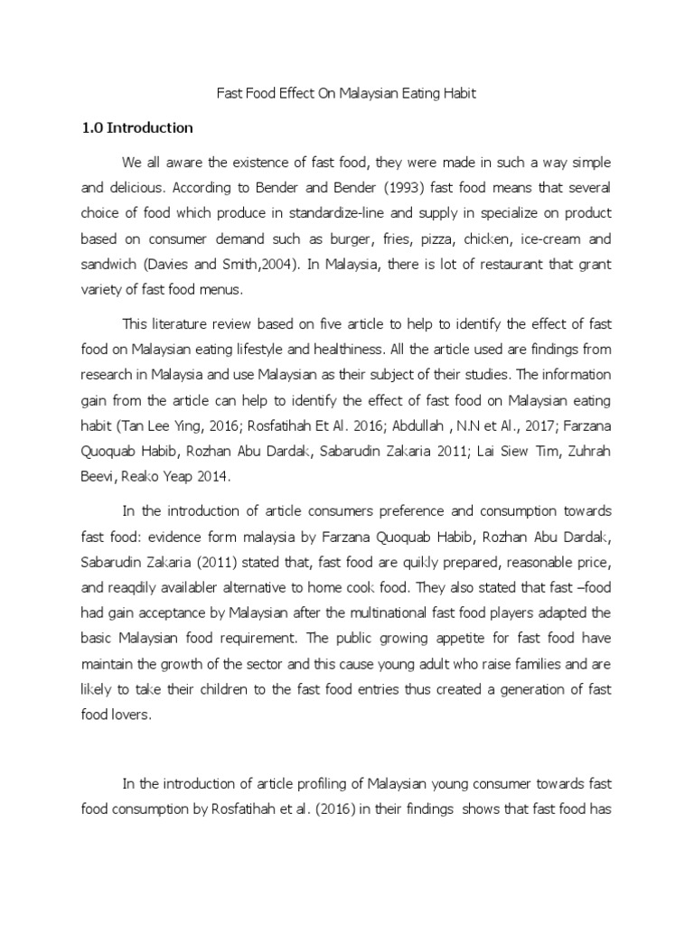 Fast Food Effect On Malaysian Habit and Health | Download Free PDF ...