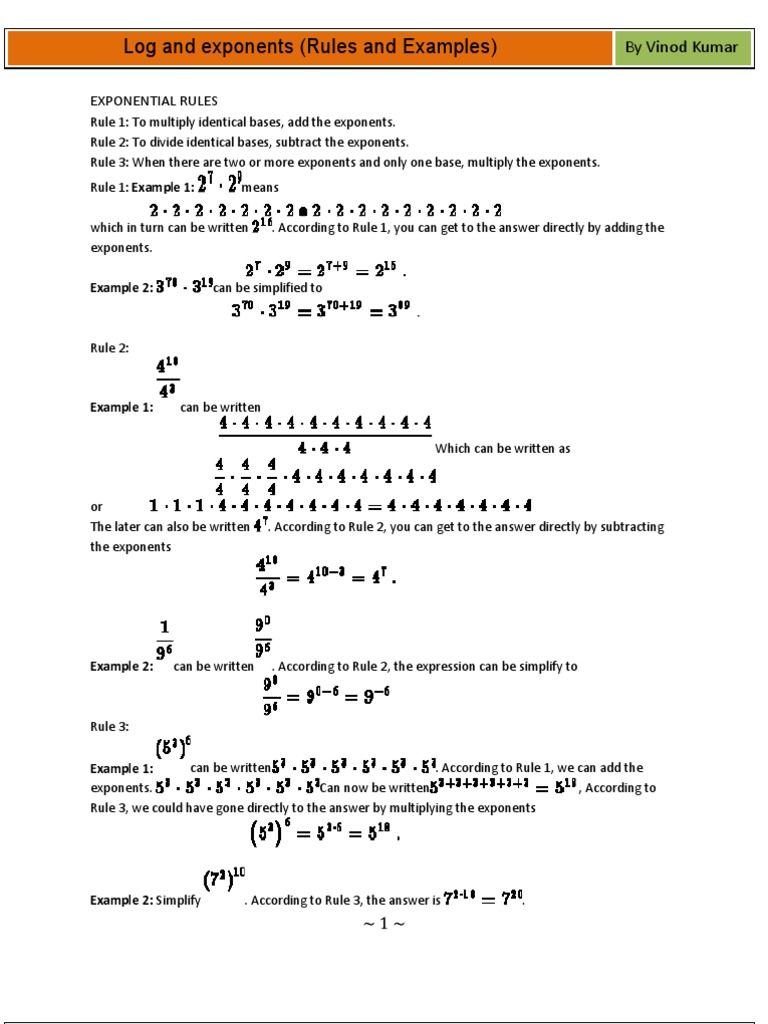 Logarithm and Exponent Rules Guide | PDF | Logarithm | Exponentiation