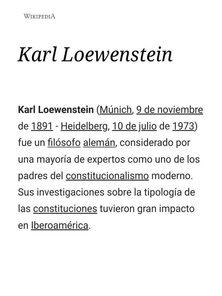 Karl Loewenstein - Wikipedia, La Enciclopedia Libre PDF | PDF ...