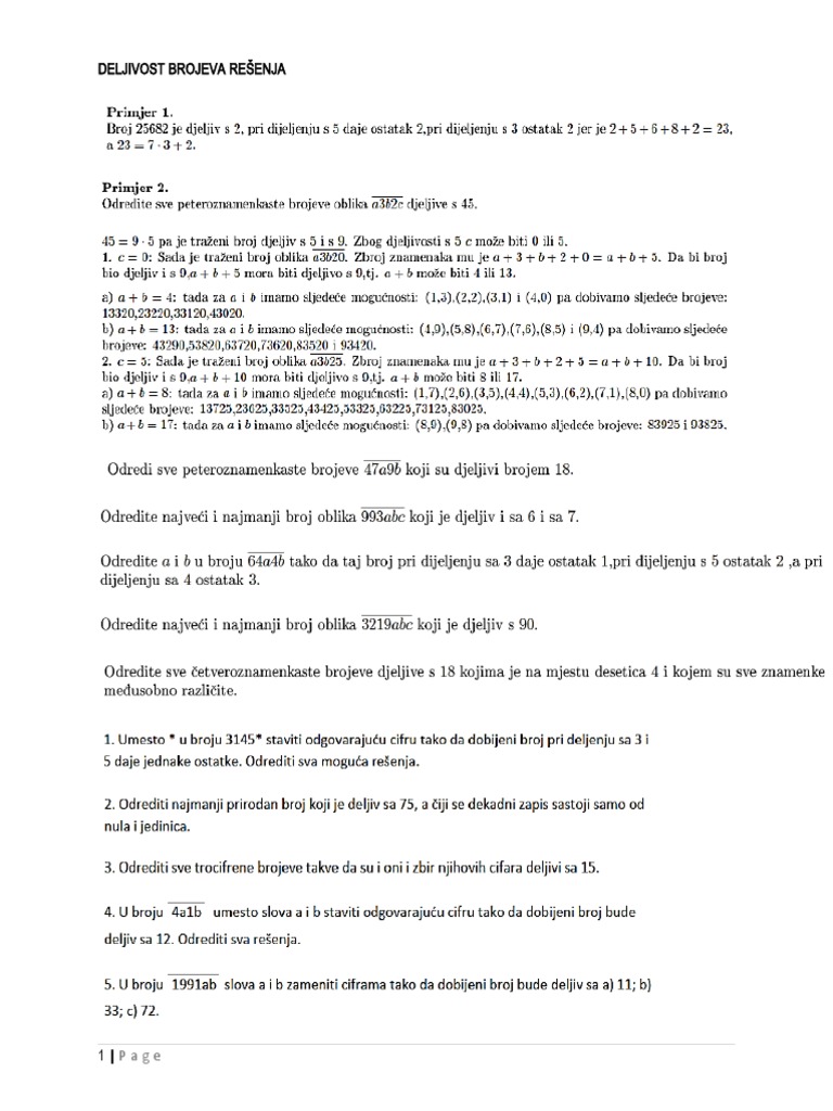 Deljivost Brojeva Zadaci | PDF