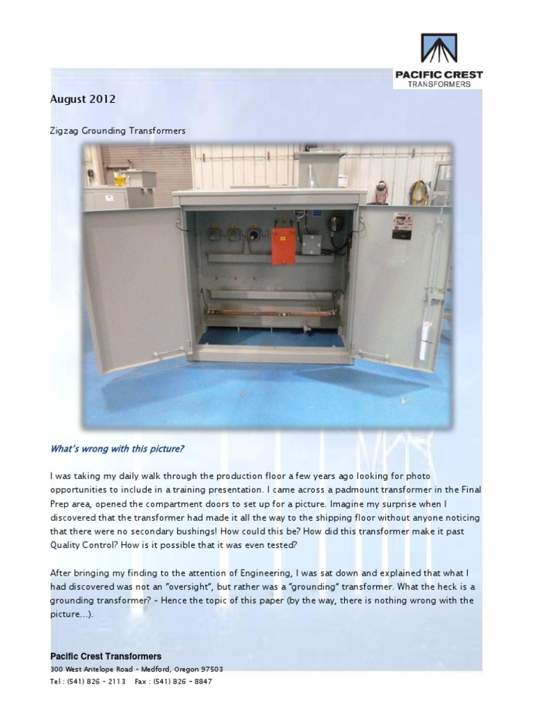 Zigzag Grounding Transformers 101 PDF | PDF | Transformer | Electrical Substation