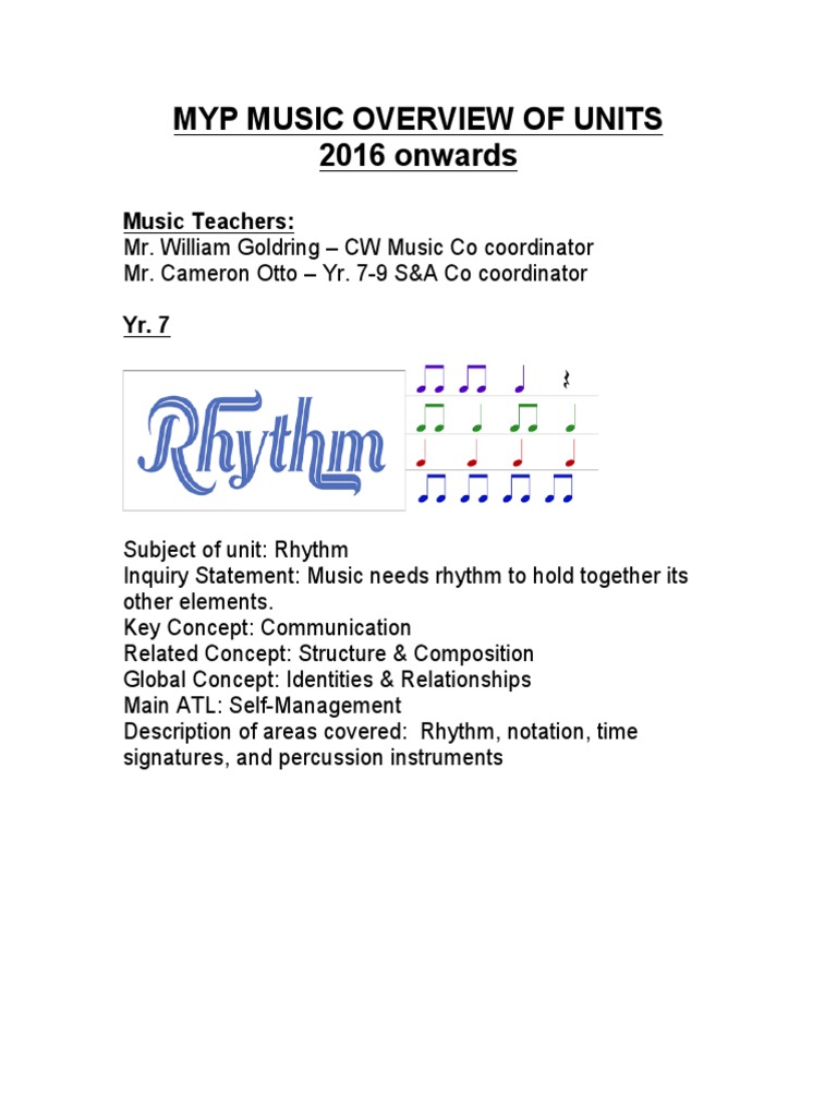MYP DRAMA AND MUSIC Curriculum For RCHK Website PDF | PDF | Theatre ...