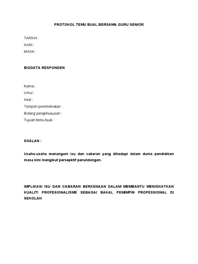 Protokol Temu Bual Bersama Guru Senior | PDF