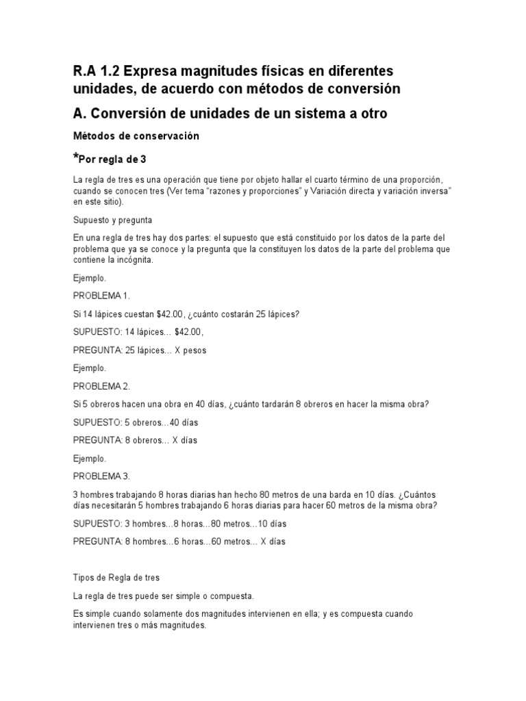 Regla de Tres: Métodos y Ejemplos | PDF | Medición | Vector Euclidiano
