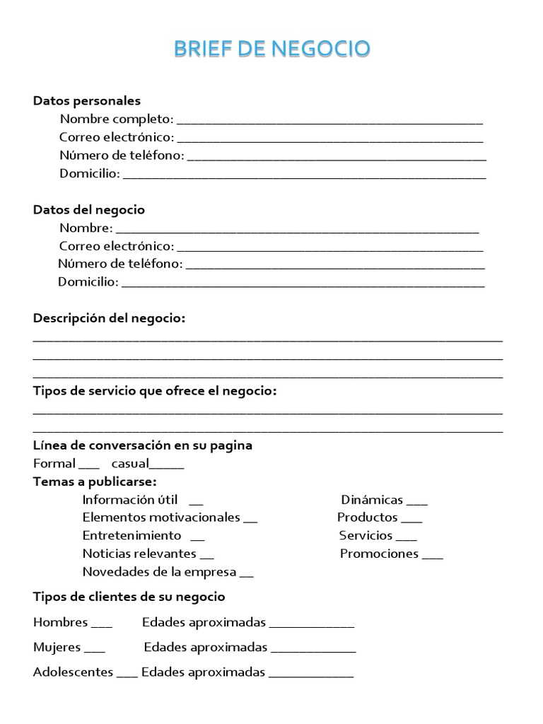 Formulario de Brief de Negocio | PDF | Business | Informática