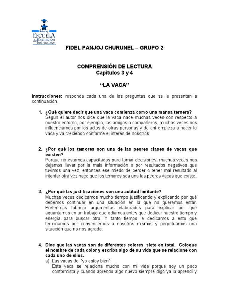 Resumen de "La Vaca" Capítulos 3 y 4 | PDF | Vacas | Science