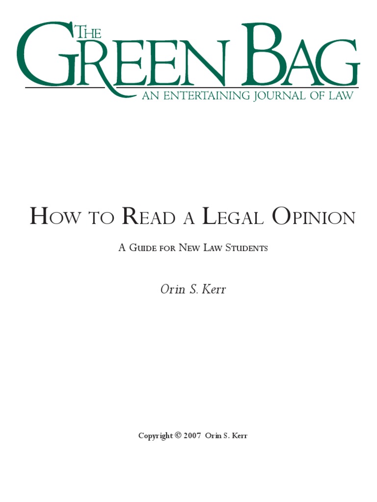 Orin S Kerr - How To Read A Legal Opinion | PDF