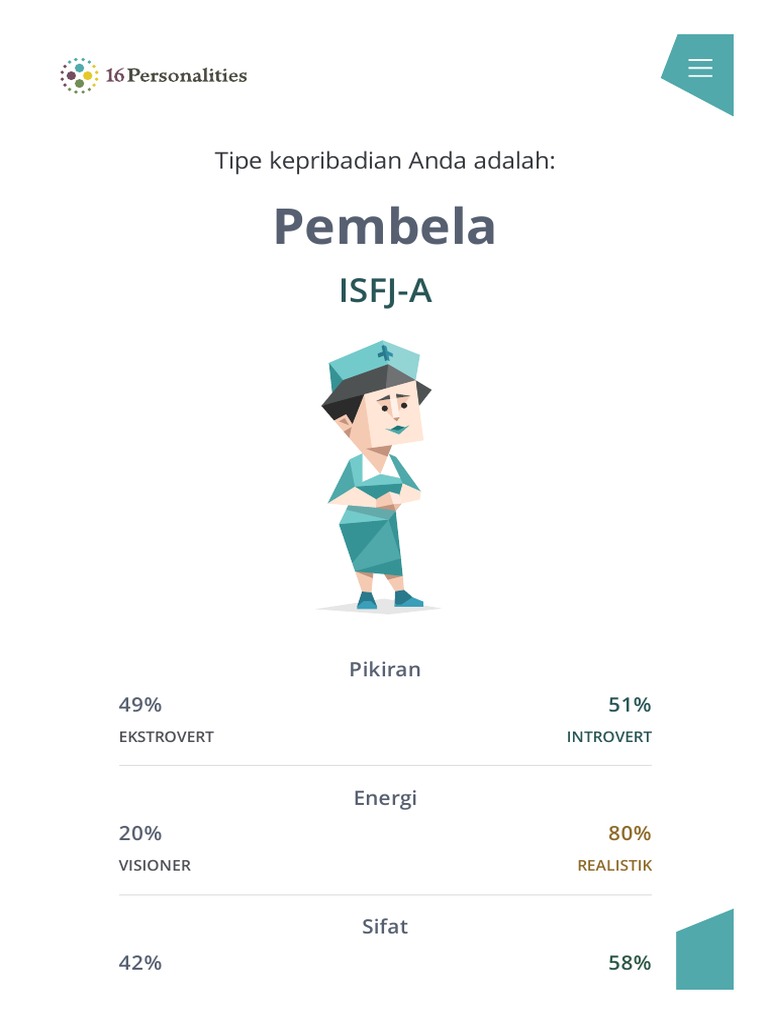Kepribadian "Pembela" (ISFJ-A - ISFJ-T) - 16personalities | PDF