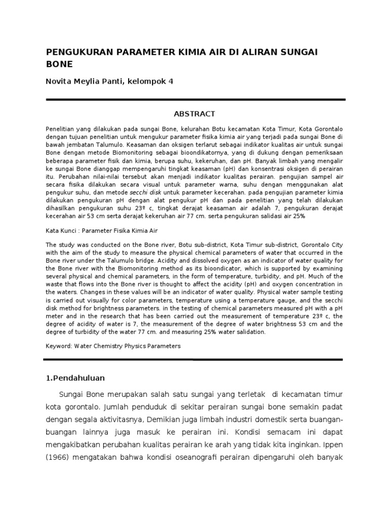 Pengukuran Parameter Fisika-Kimia Air Terbaru | PDF