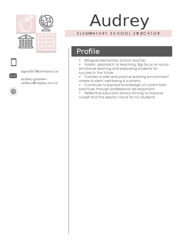Audrey Gosselin: Bilingual Educator Profile | PDF | Teachers | Teaching