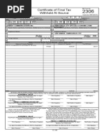 BIR Form 2306: Certificate of Final Tax Withheld | PDF | Withholding ...