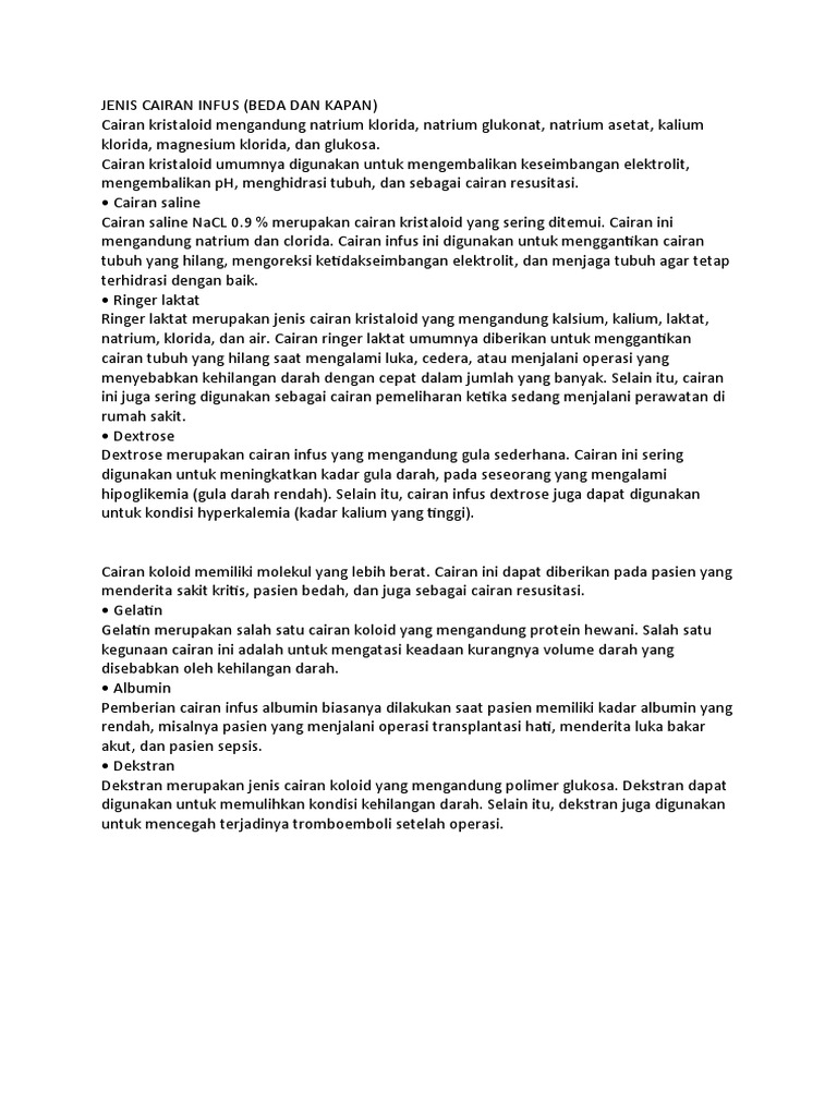 Jenis Cairan Infus | PDF