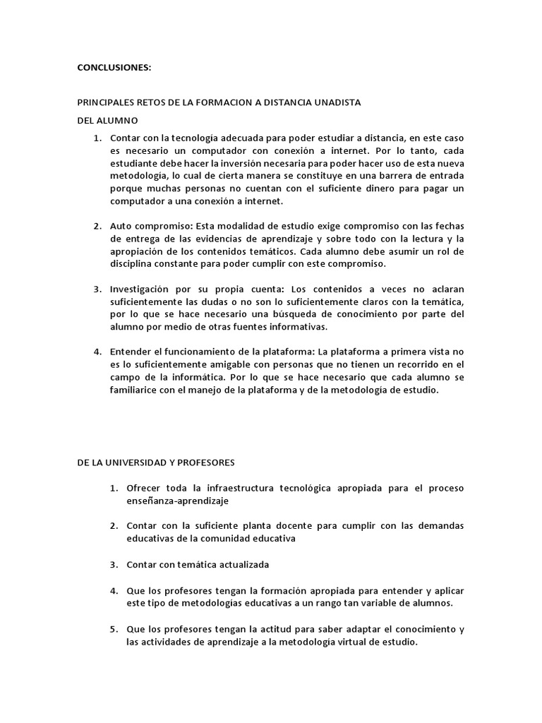 Retos De La Formación A Distancia Unad Pdf Aprendizaje Conocimiento