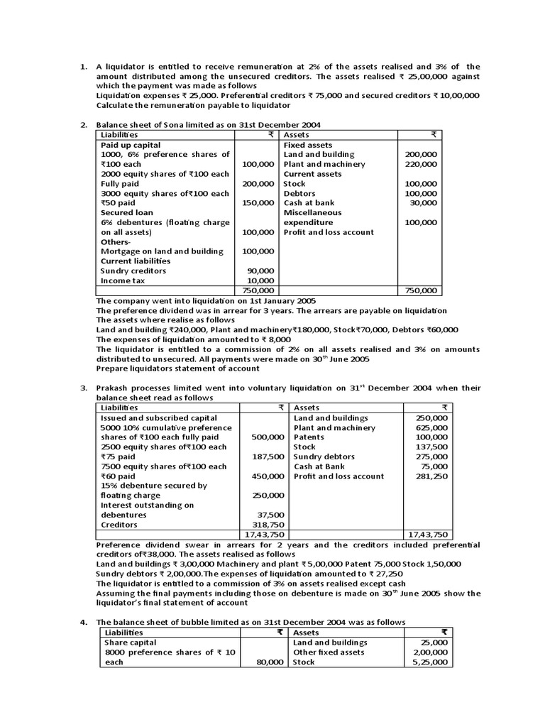 Corp Account - Liquidators Statement | PDF | Equity (Finance) | Unsecured Debt