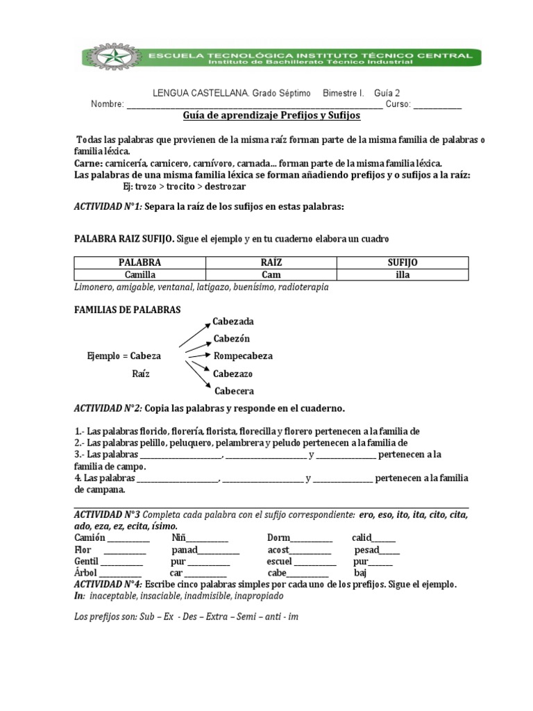 Prefijos y Sufijos | PDF | Sintaxis | Morfología Lingüística