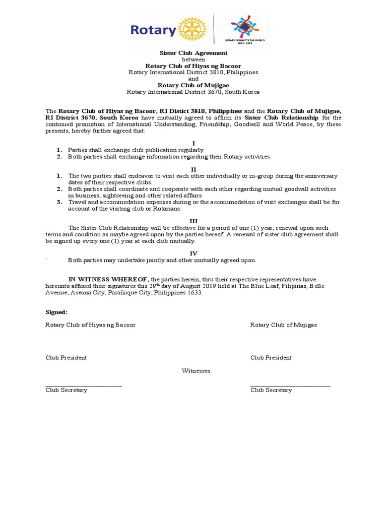 Sample of Sisterhood Agreement | PDF | Global Politics | Foreign Policy