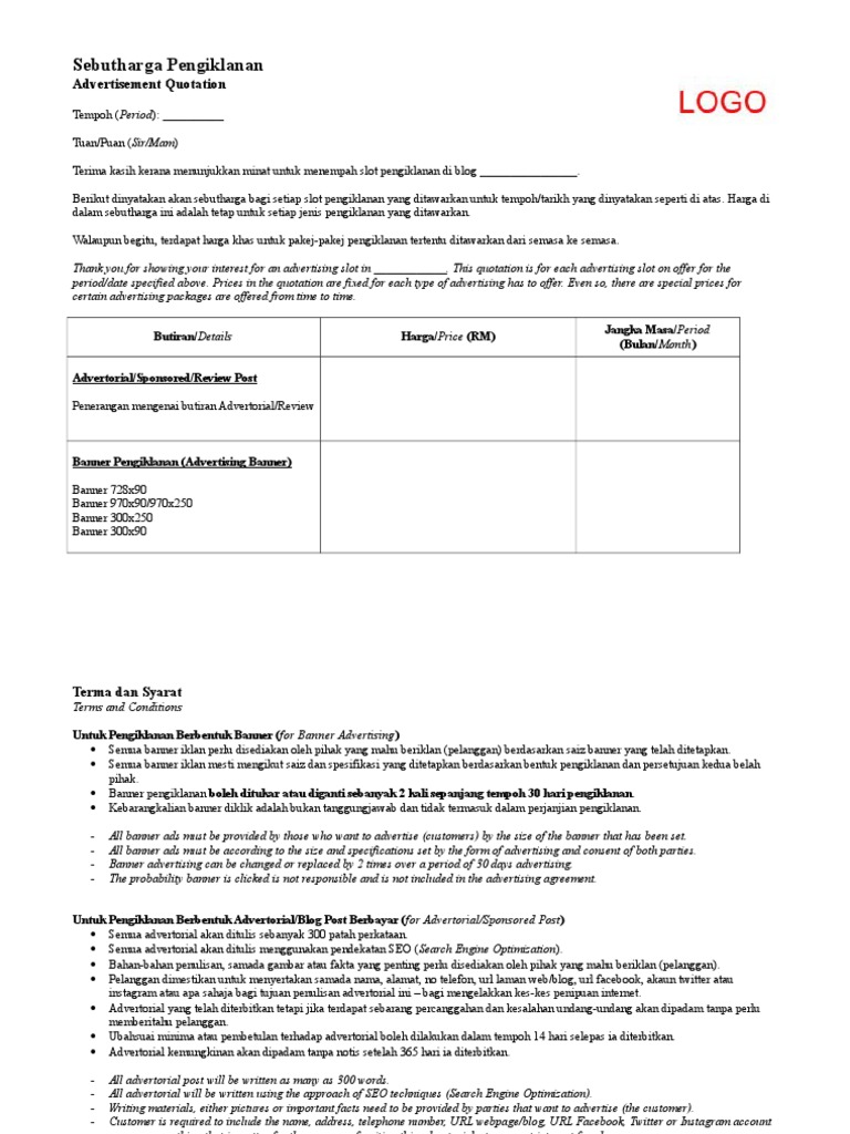 Contoh Sebutharga | PDF