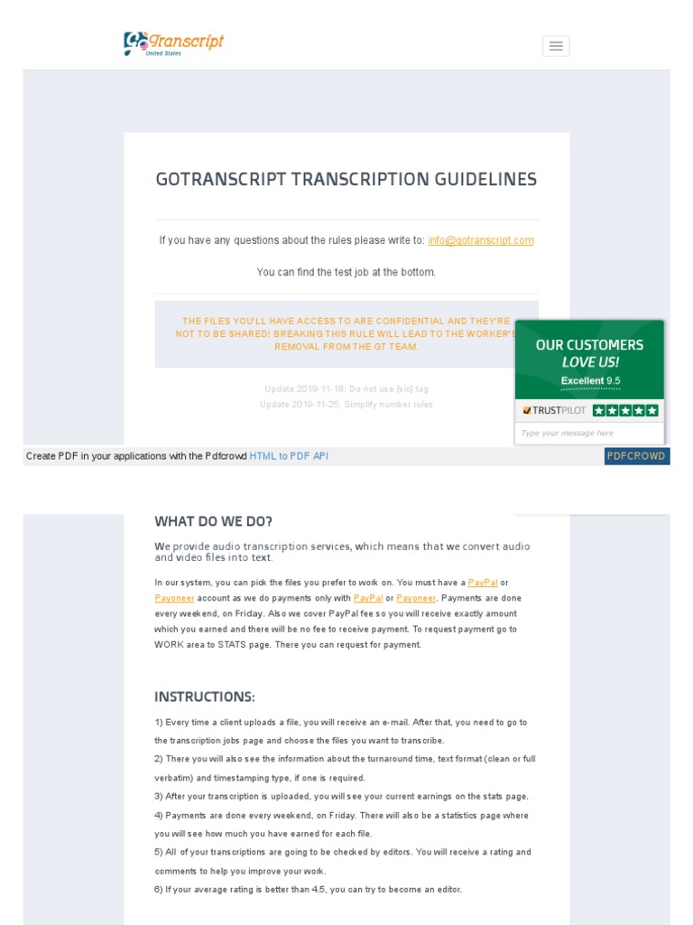 Gotranscript Transcription Guidelines | PDF | Comma | Quotation Mark