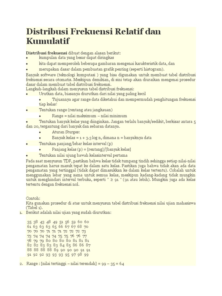 Distribusi Frekuensi Relatif Dan Kumulatif | PDF