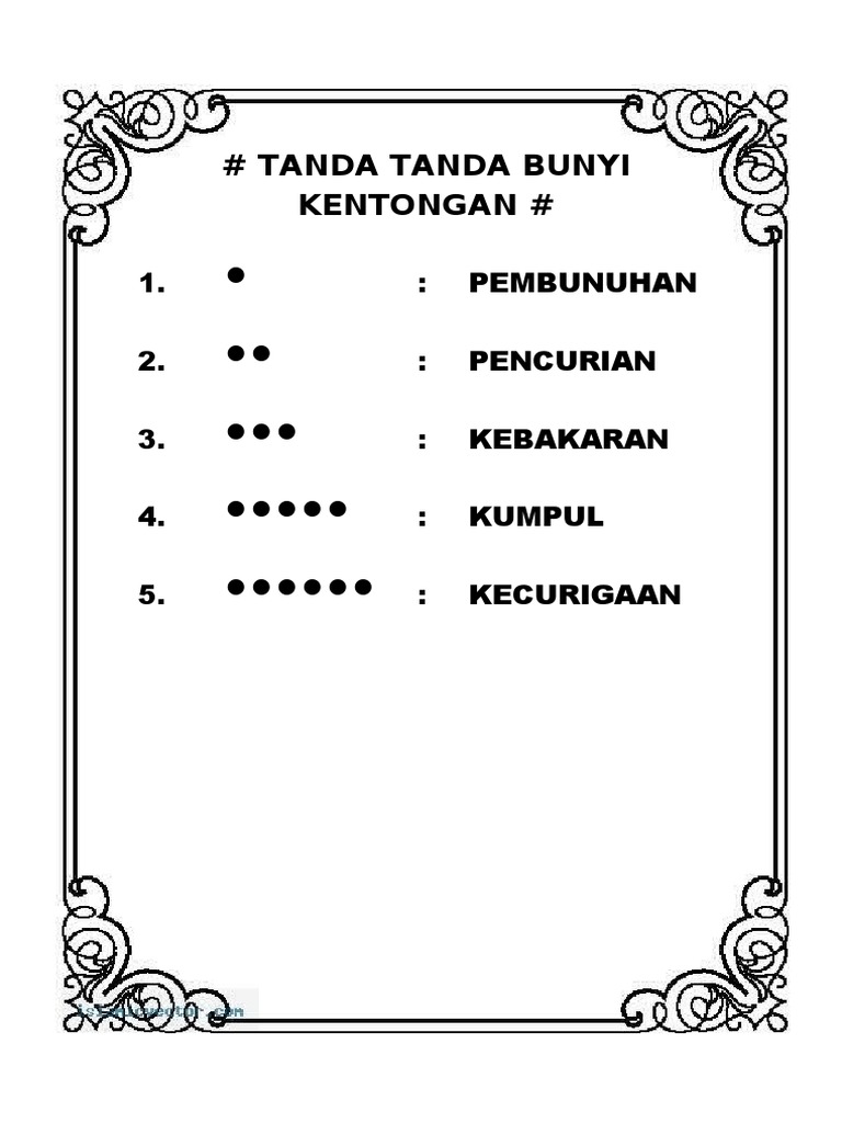 Kode dan Tanda Bunyi Kentongan | PDF | Memasak, Makanan, & Anggur
