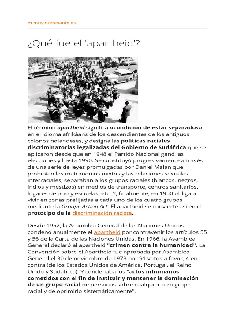 ¿Qué Fue El Apartheid - PDF | PDF