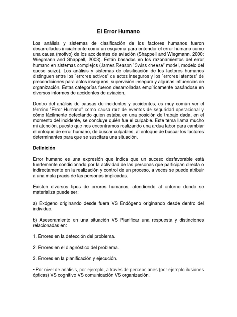 El Error Humano | PDF | Aparición | Conceptos psicologicos
