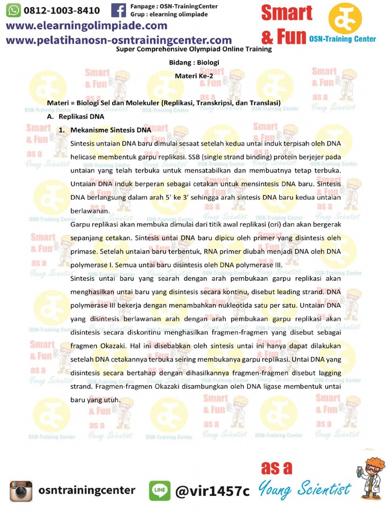 Materi Biologi 2 - Bioselmol (Replikasi, Transkripsi, Dan Translasi ...