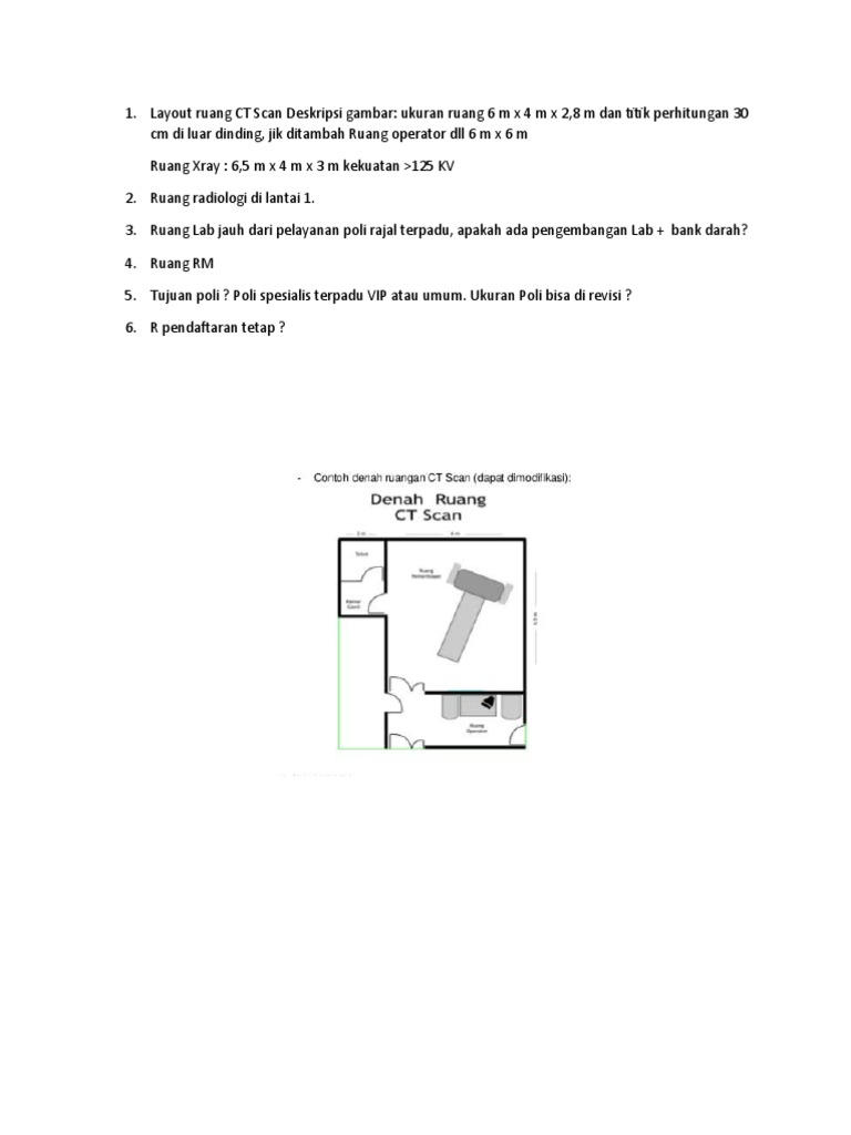 Layout Ruang CT Scan Deskripsi Gambar | PDF