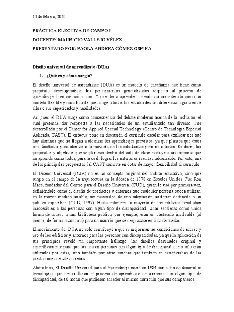 Principios del Diseño Universal de Aprendizaje | PDF | Plan de estudios ...