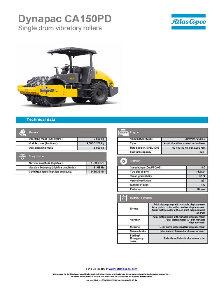 Dynapac CA150 | PDF | Engines | Horsepower