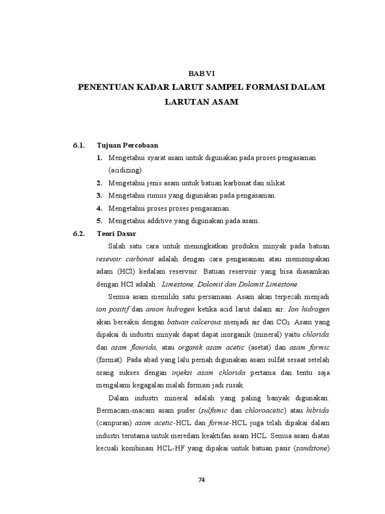 Kadar Larut Asam pada Formasi Batuan | PDF
