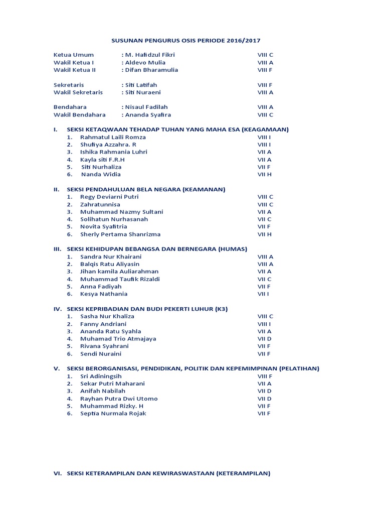 OSIS STRUCTURE AND LEADERSHIP | PDF