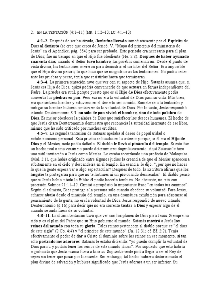 Tentaciones de Jesús en Mateo 4:1-11 | PDF | Diablo | Satán