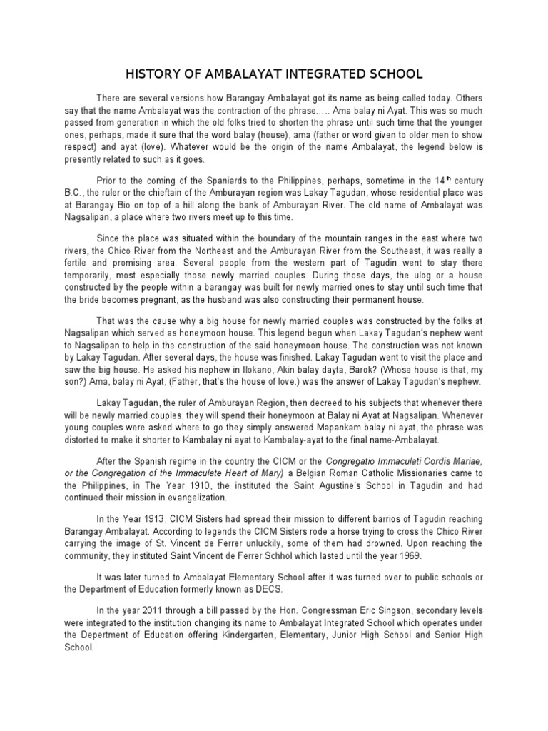 History of Barangay Ambalayat | PDF | Travel | Religion & Spirituality