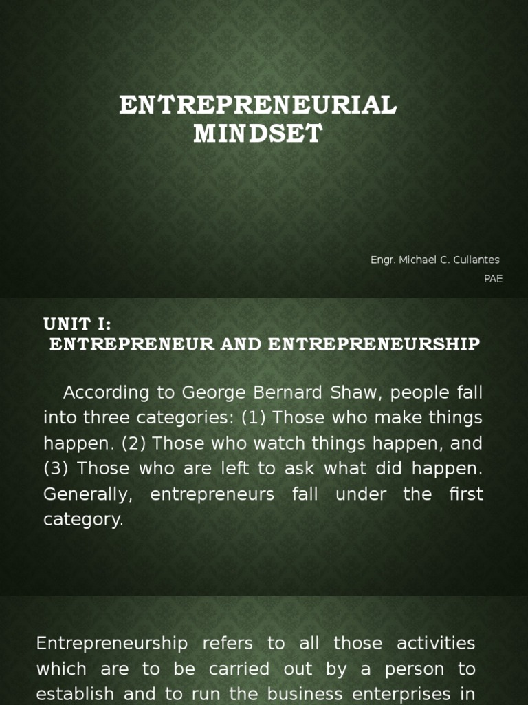 Entrepreneurial Mindset | PDF | Entrepreneurship | Business