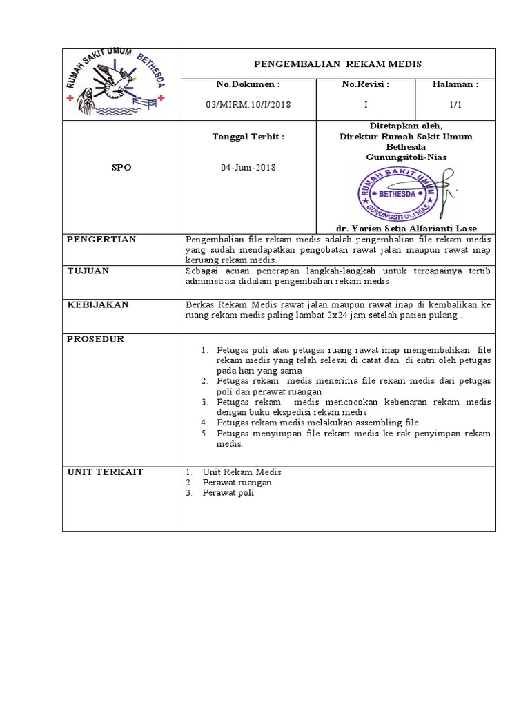 Sop Pengembalian Rekam Medis | PDF | Pengembangan Diri | Kesehatan Holistik